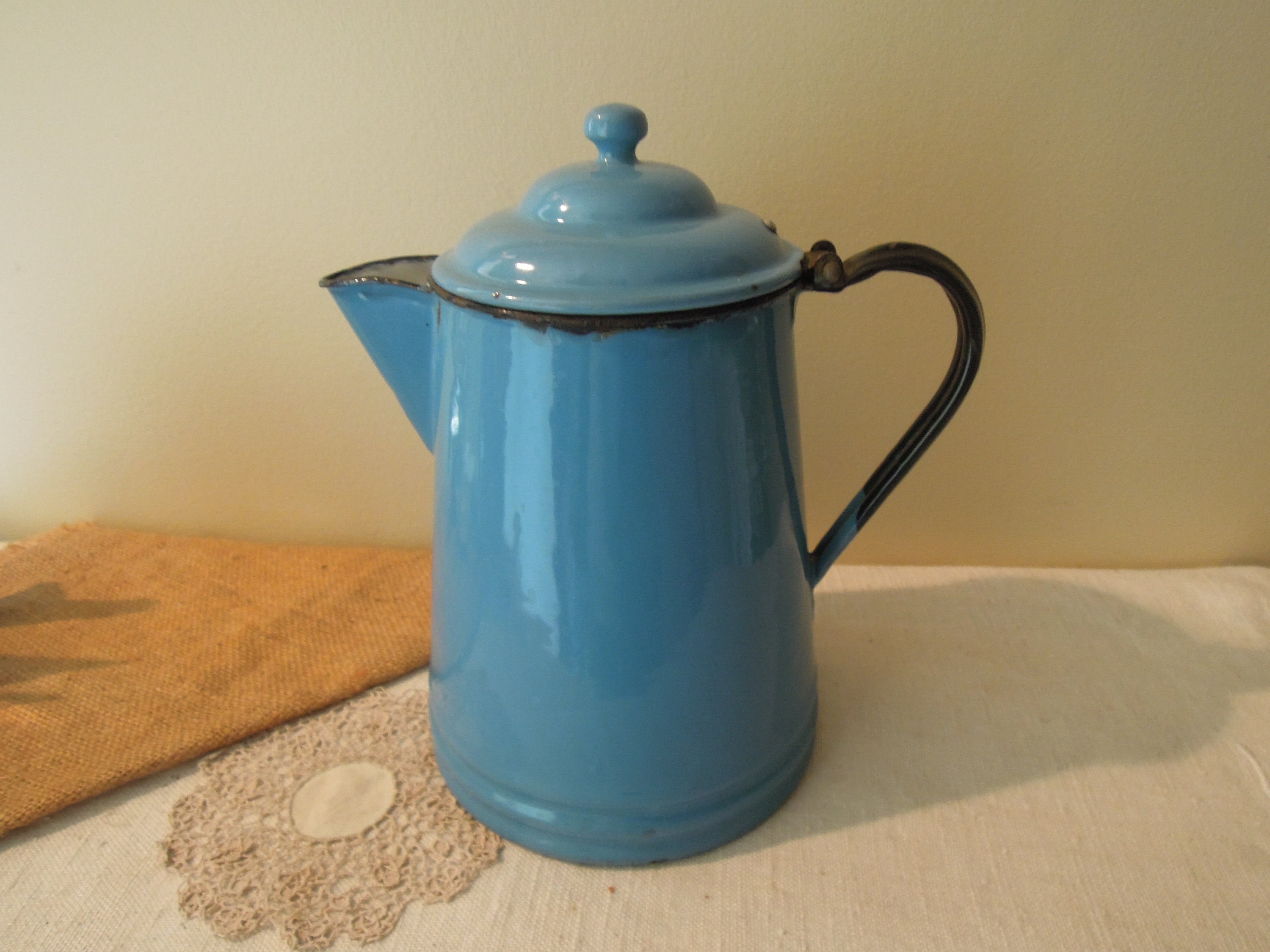 Vintage French Enamel Coffee Pot / Blue Enamel Ware / Enamel - Etsy
