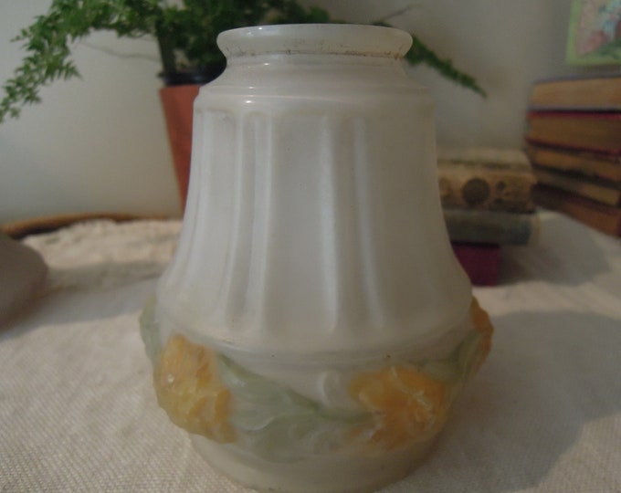 Antique Glass Lamp Shade With Flowers / Vintage Lamp Shade Frosted ...