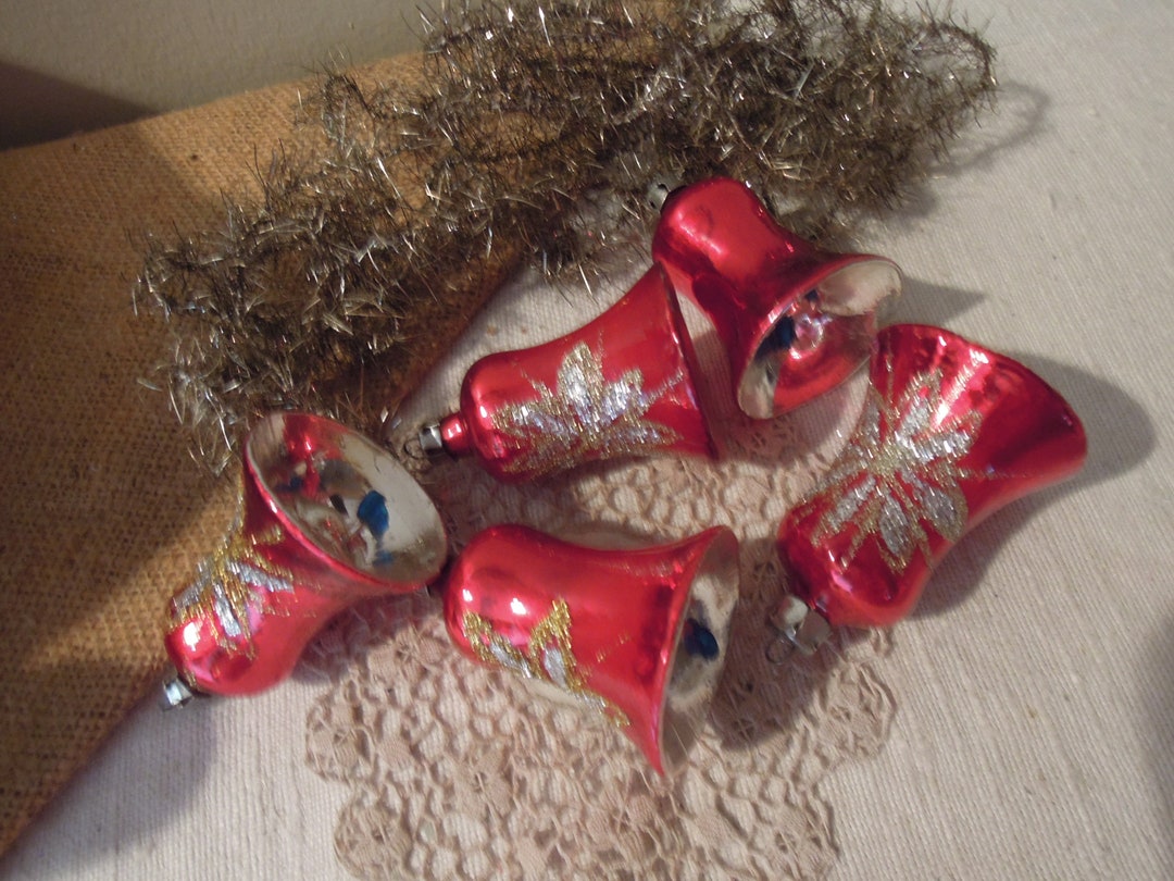 Vintage Christmas Bell Ornaments / W. German Ornaments / Glass ...