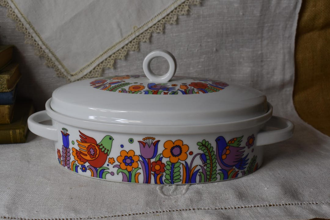 Vintage Colorful Royal Crown Ironstone Tureen / Modern Paradise Lidded ...