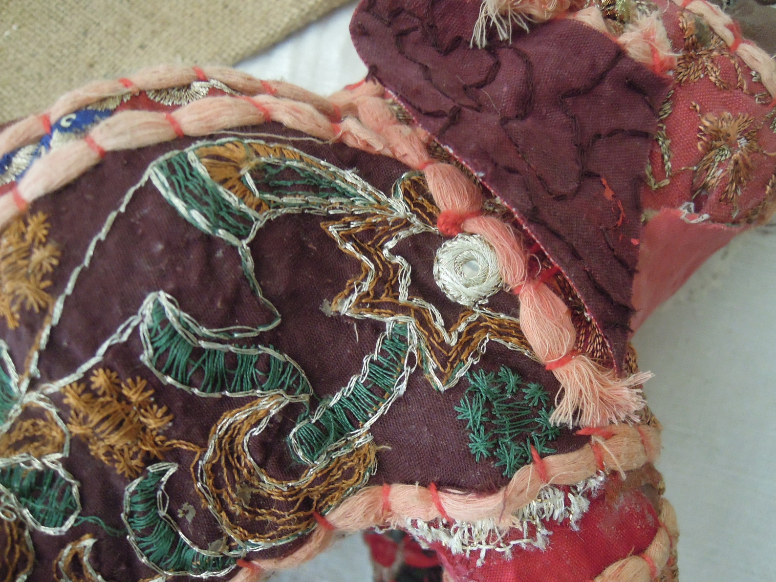 Vintage Elephant / Folk Art Quilted Cloth Elephant / Textile Moroccan ...