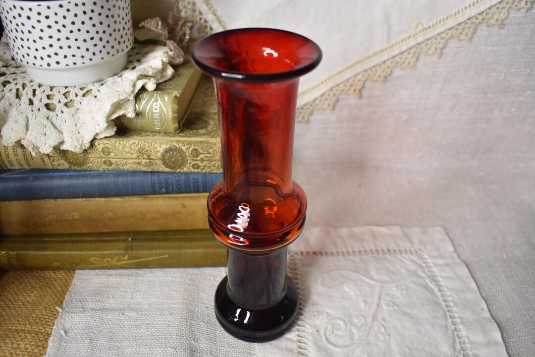 Vintage Blenko Red Glass Bud Vase / Christmas Red Glass Vase - Etsy