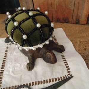 Vintage Turtle Pincushion OOAK / Cast Iron Turtle Pin Cushion ...