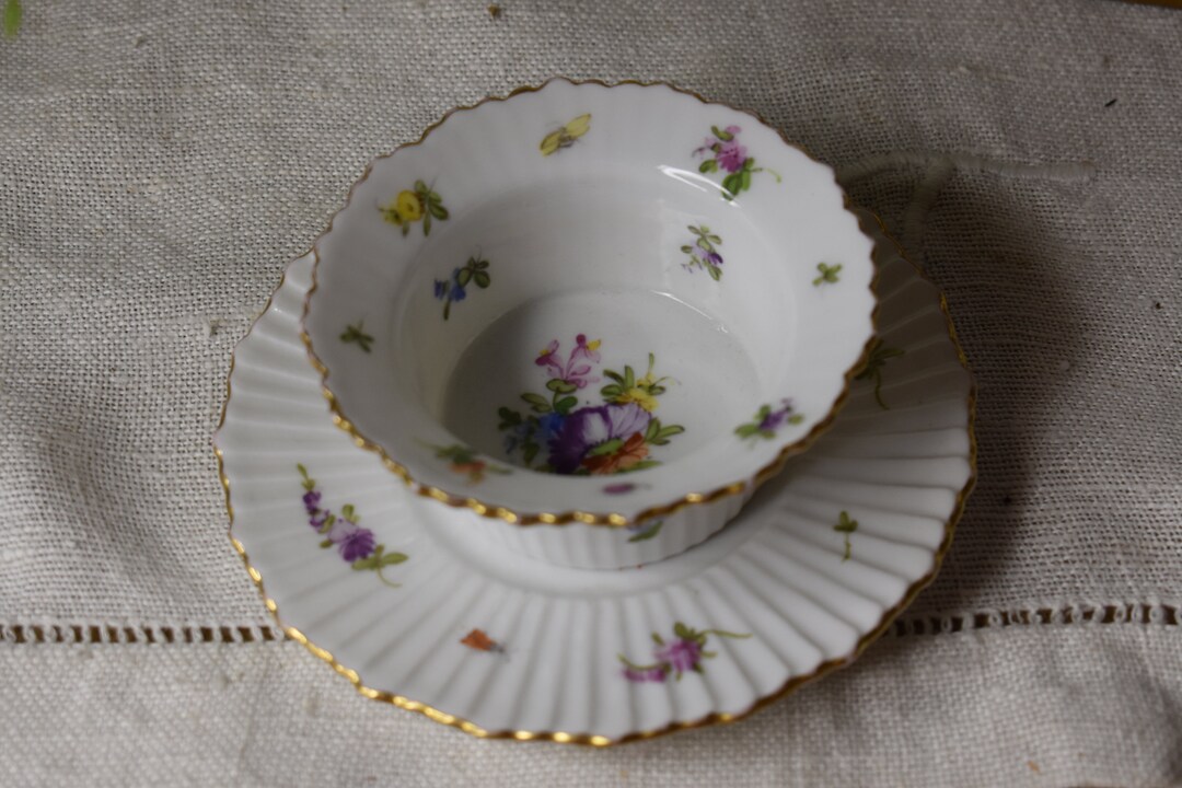 Vintage Porcelain China Ramekin Plate Set / Antique Ramekin and Plate ...