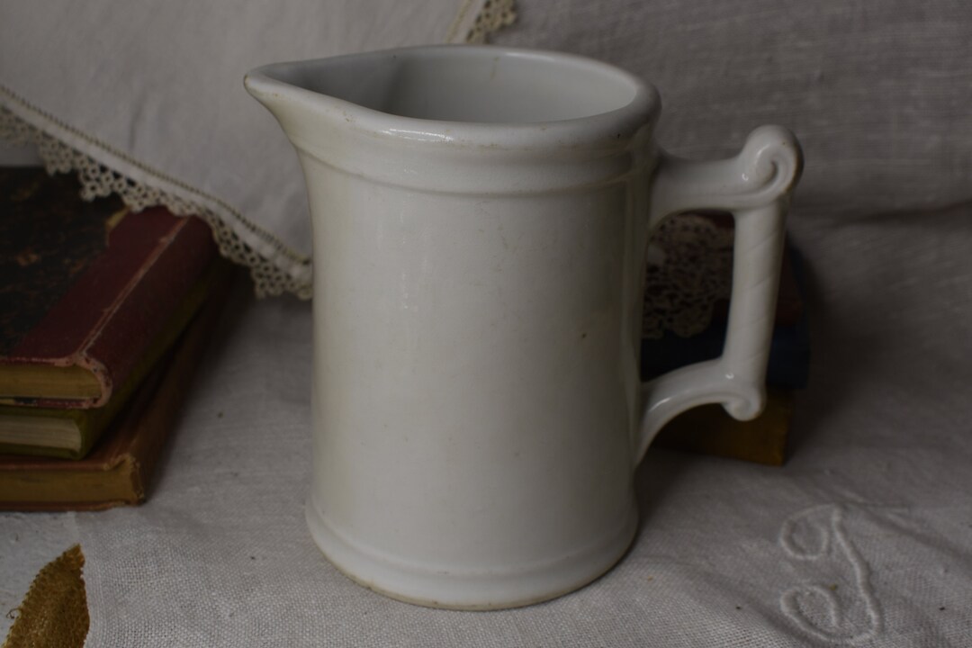 Vintage Ironstone Pitcher / White Irostone Water Pitcher / Simple ...
