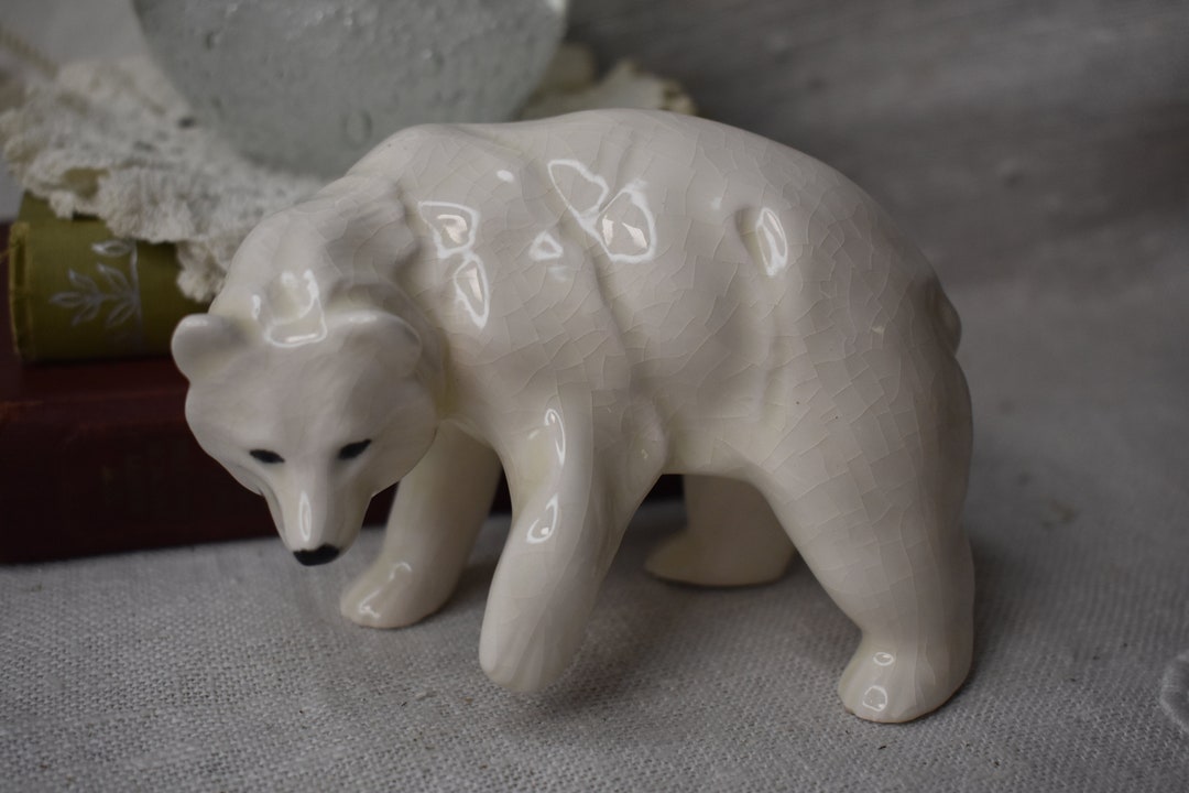 Vintage Polar Bear Figurine / White Arctic Polar Bear / Polar Bear ...