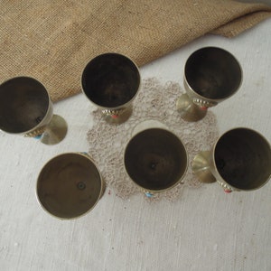 Vintage Moroccan Brass Jeweled Shot Glasses / Vintage Six Cup Set ...