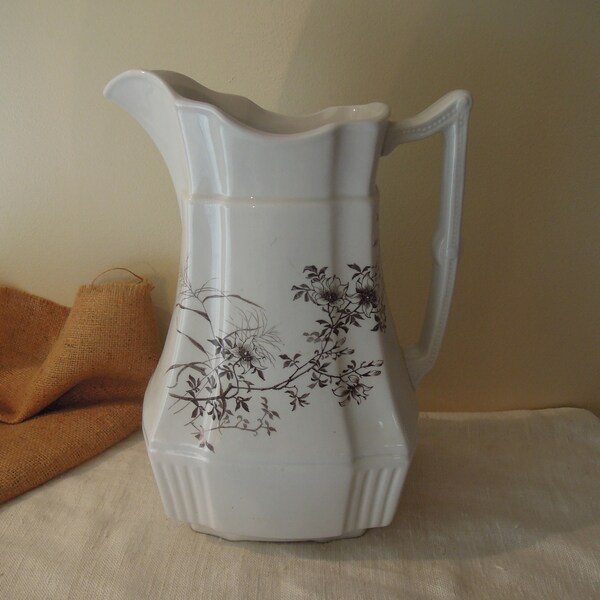 Brown Transferware Pitcher - Etsy