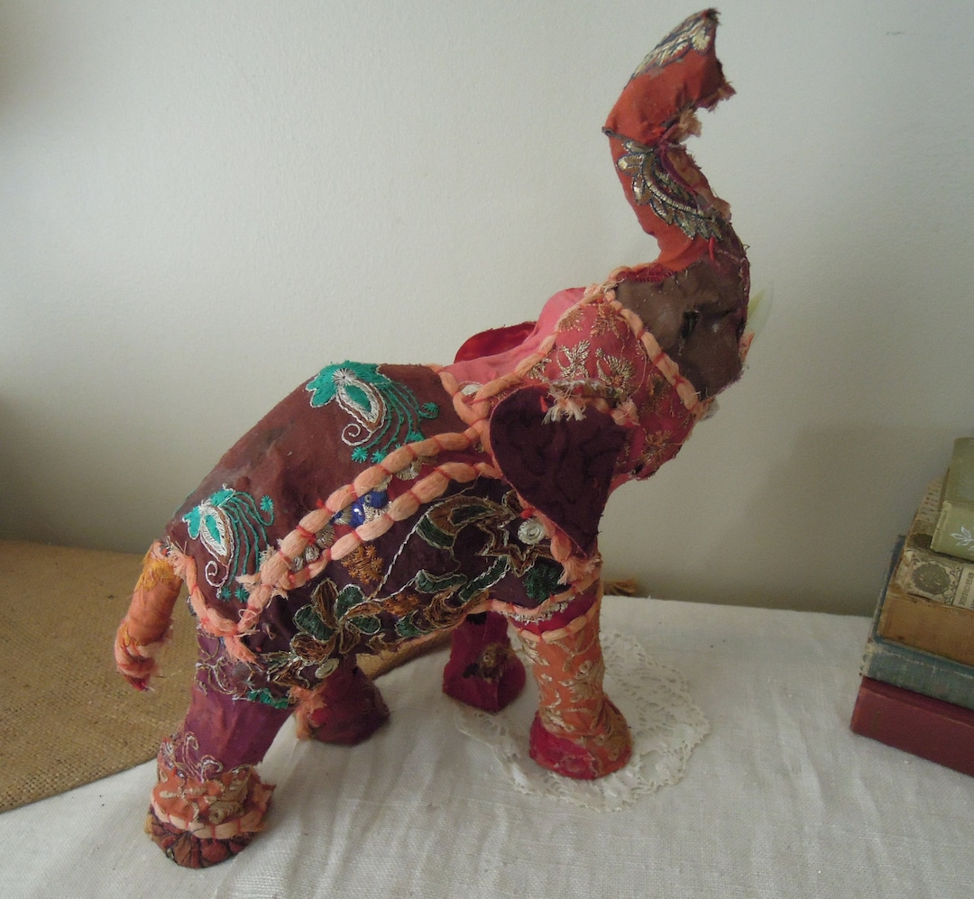 Vintage Elephant / Folk Art Quilted Cloth Elephant / Textile Moroccan ...