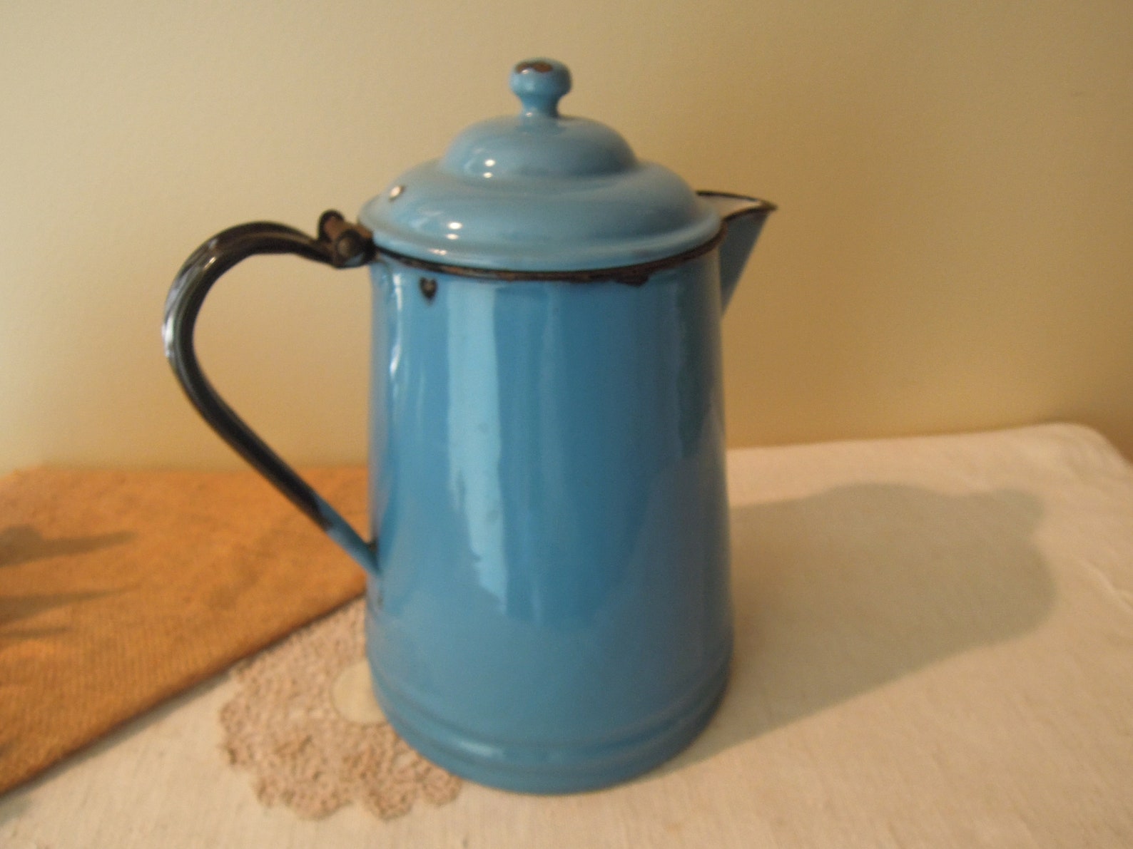 Vintage French Enamel Coffee Pot / Blue Enamel Ware / Enamel - Etsy
