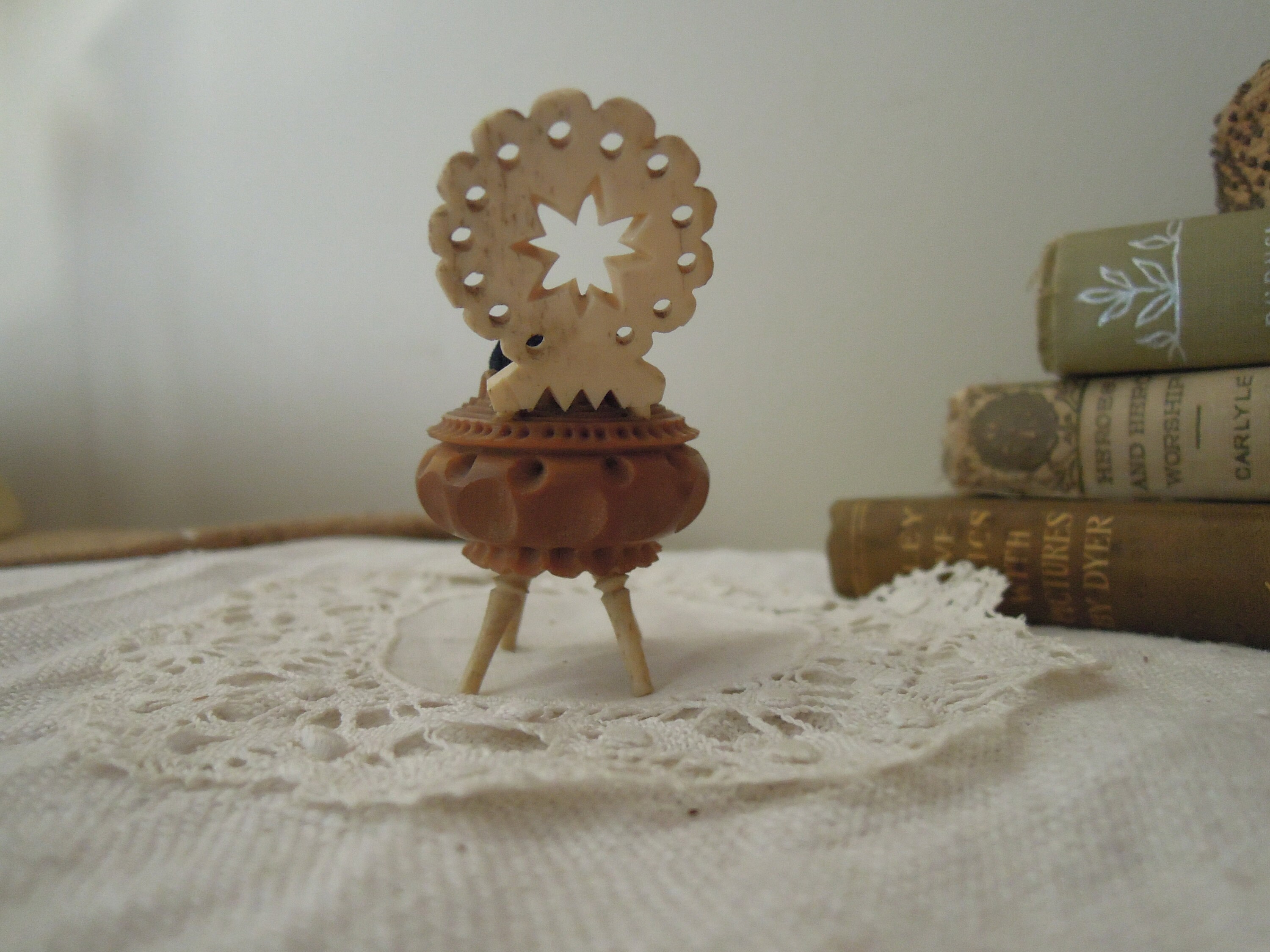 Antique Victorian Carved Coquilla Nut Mini Chair Pin Cushion ...