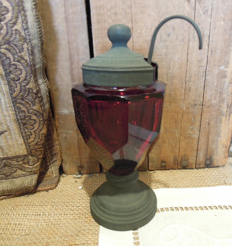 Antique Red Glass Lidded Jar / Vintage Jelly Jar and Spoon / - Etsy