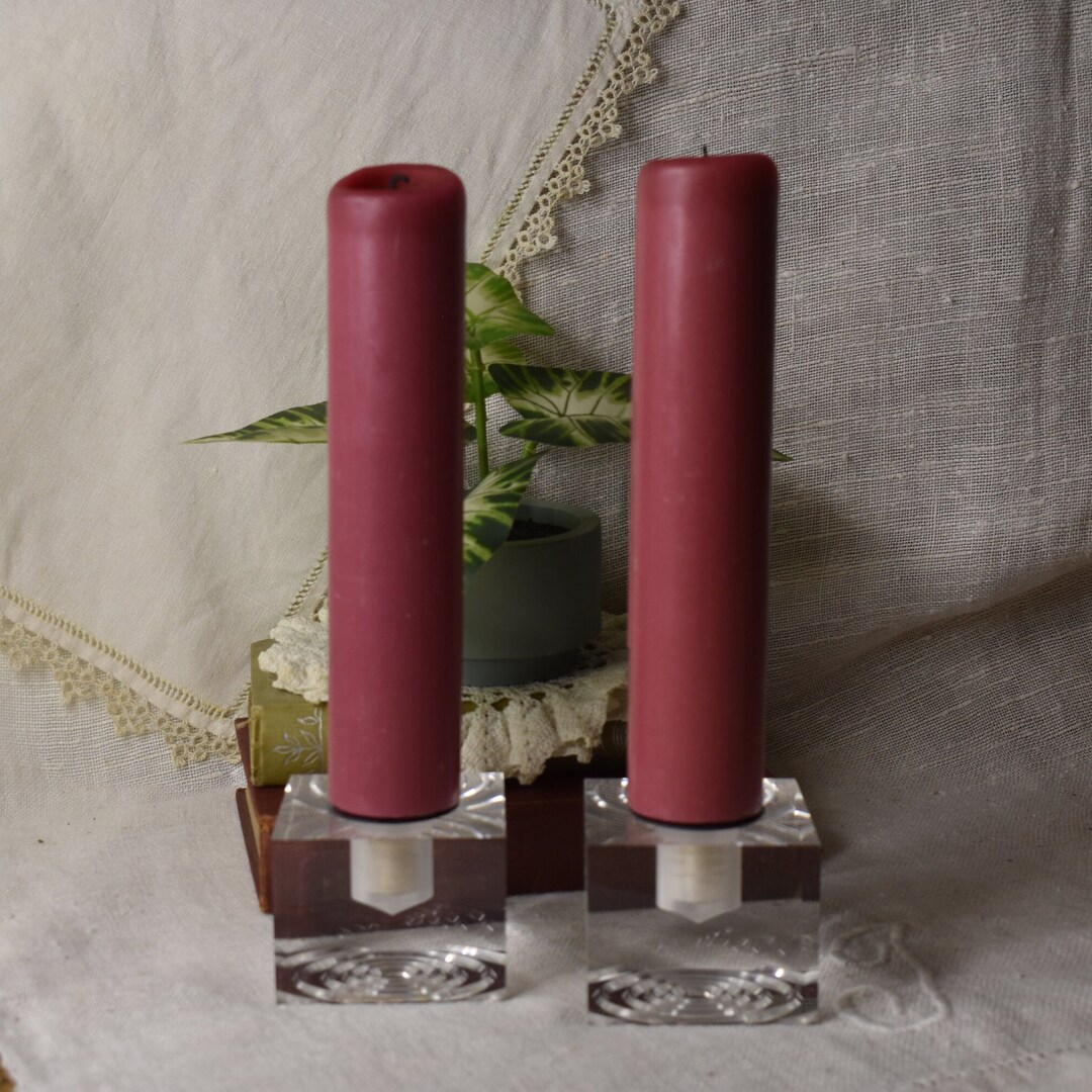 Vintage Pair of Lucite Candle Holders / Square Lucite Candle - Etsy