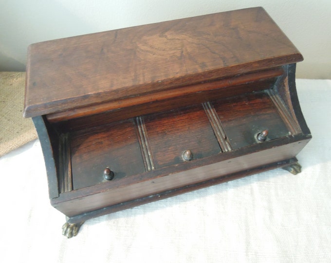 Antique Claw Foot Desk Storage Box / Writing Desk Box / Postage Stamp ...