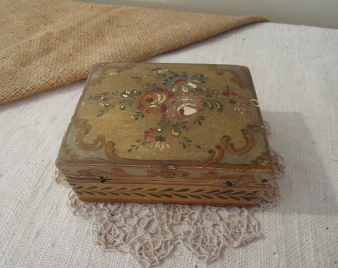 Antique Floral Italian Box / Vintage Floral Wood Box - Etsy