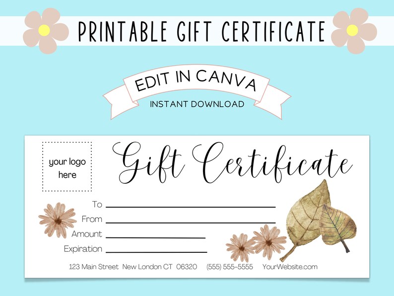 Printable Gift Card Coupons Gift Voucher Gift Certificate Template ...