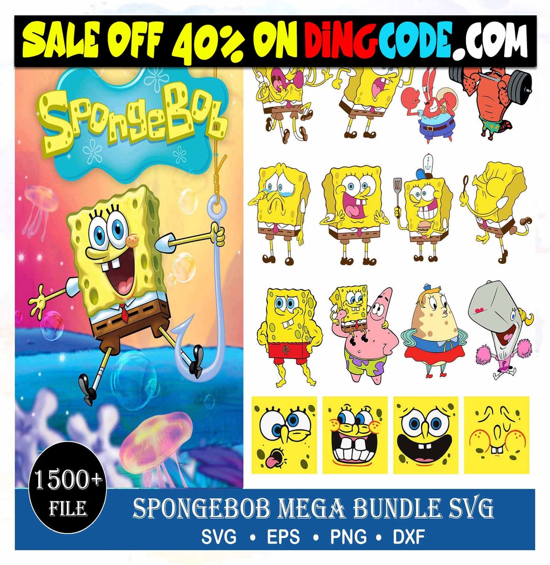 Mega Bundle Spongebob PNG, Mega Cartoon Layered Bundle, Cartoon Svg ...