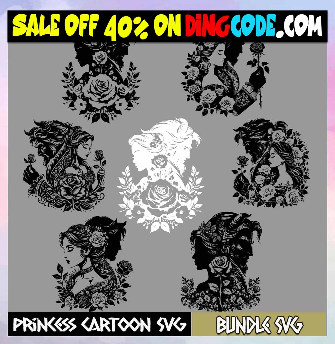 Beauty and the Beast Svg, Enchanted Rose Svg, Mandala Svg, Silhouette ...