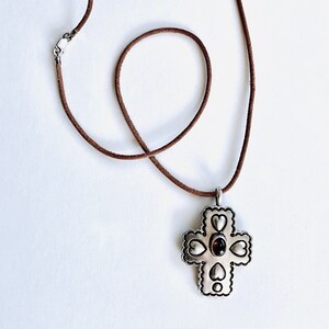 Sterling Southwestern Cross on 18 Leather Cord With Silver Clasp ...