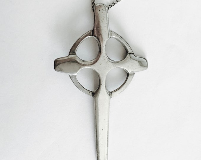 Vintage Large Reed and Barton, Pewter Ionan Cross Pendant on 24" Chain ...