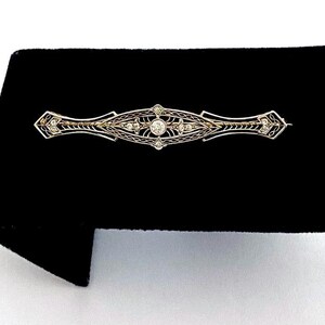 Beautiful Victorian Filigree Line Brooch With Diamonds Set in 14k ...