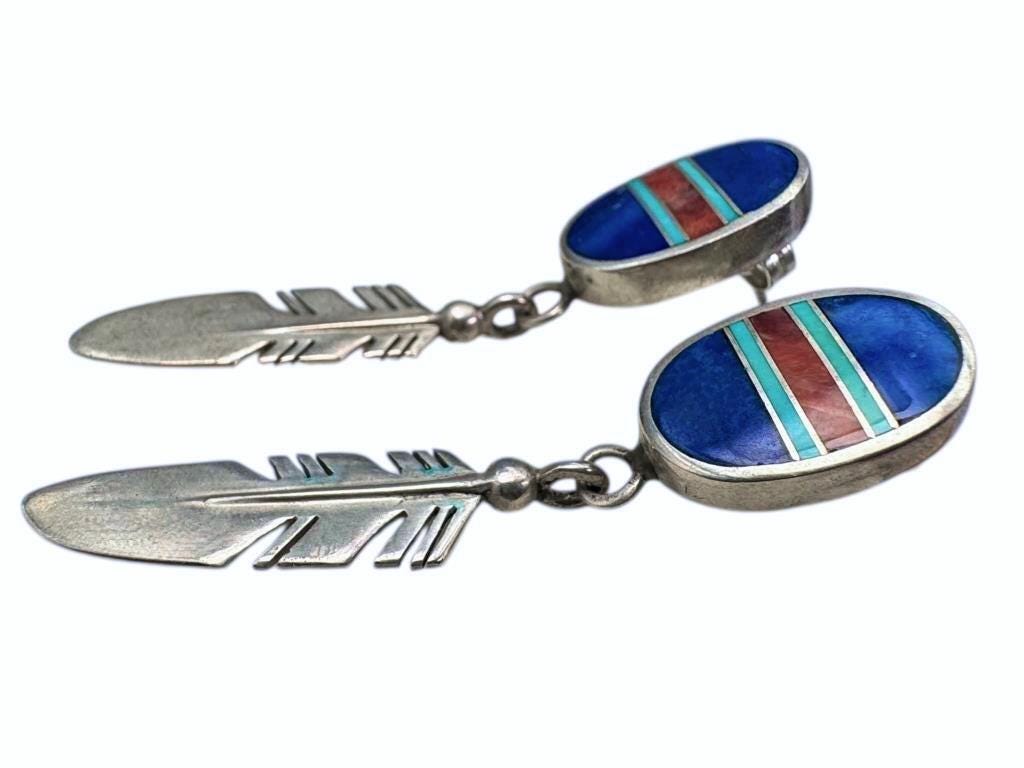 Navajo Ray Tracey and Knifewing Segura Black Onyx Inlay Sterling Silver ...