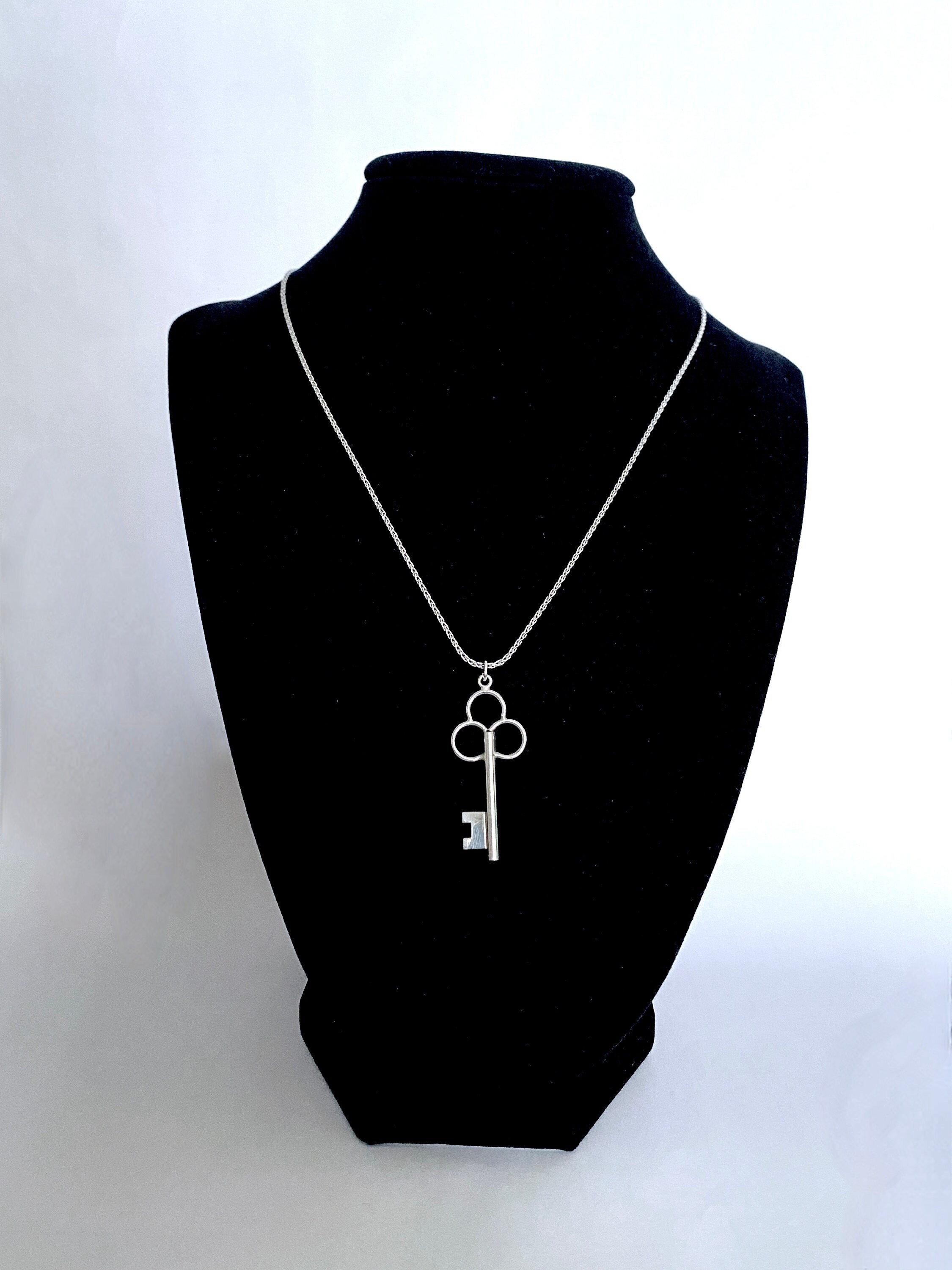 Vintage JMS Sterling Silver Old Style Key Pendant Necklace - Etsy