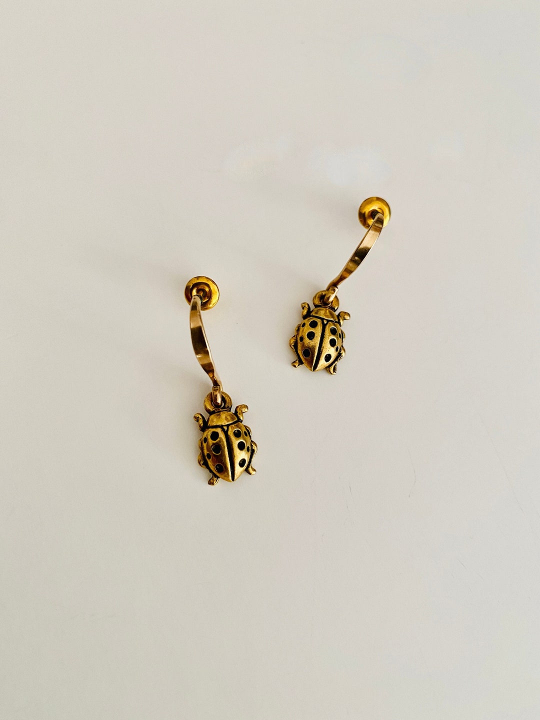 Vintage Gold Filled Ladybug Dangle Earrings Whimsical - Etsy