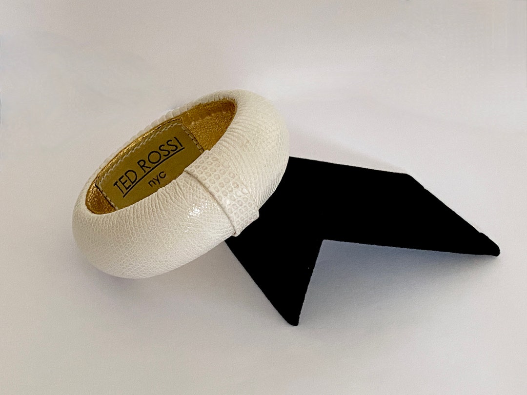 Ted Rossi, White Snake Skin Bangle Bracelet, Vintage Statement Bracelet With Fabulous Style ...