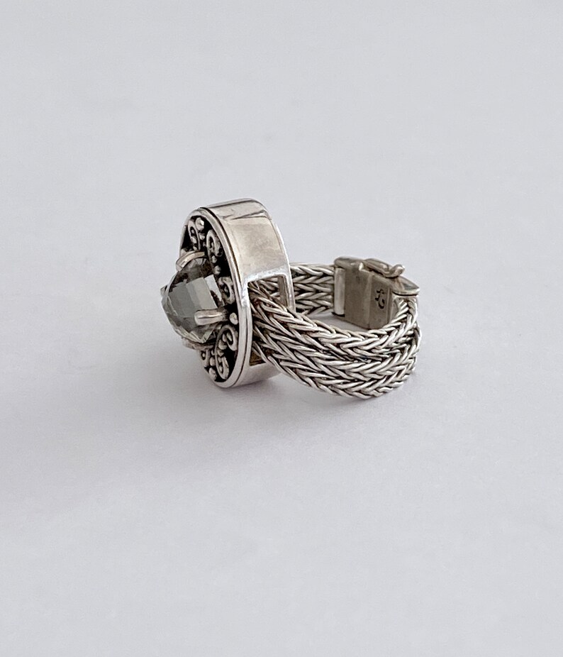 Lori Bonn Oval Slider Ring With Center Square Faceted Smoky - Etsy