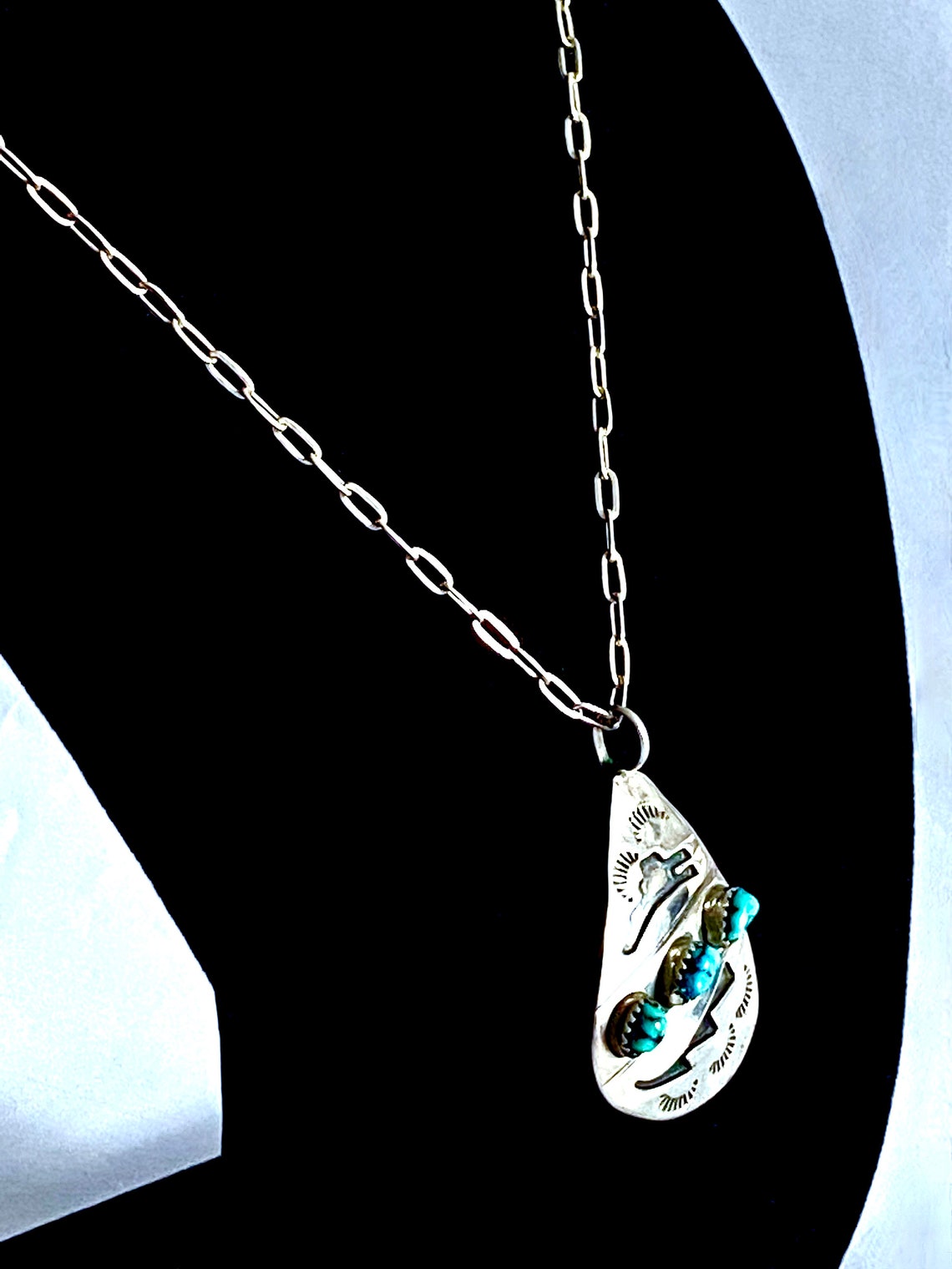 Navajo Turquoise Sterling Overlay Pendant Hand Crafted Native | Etsy