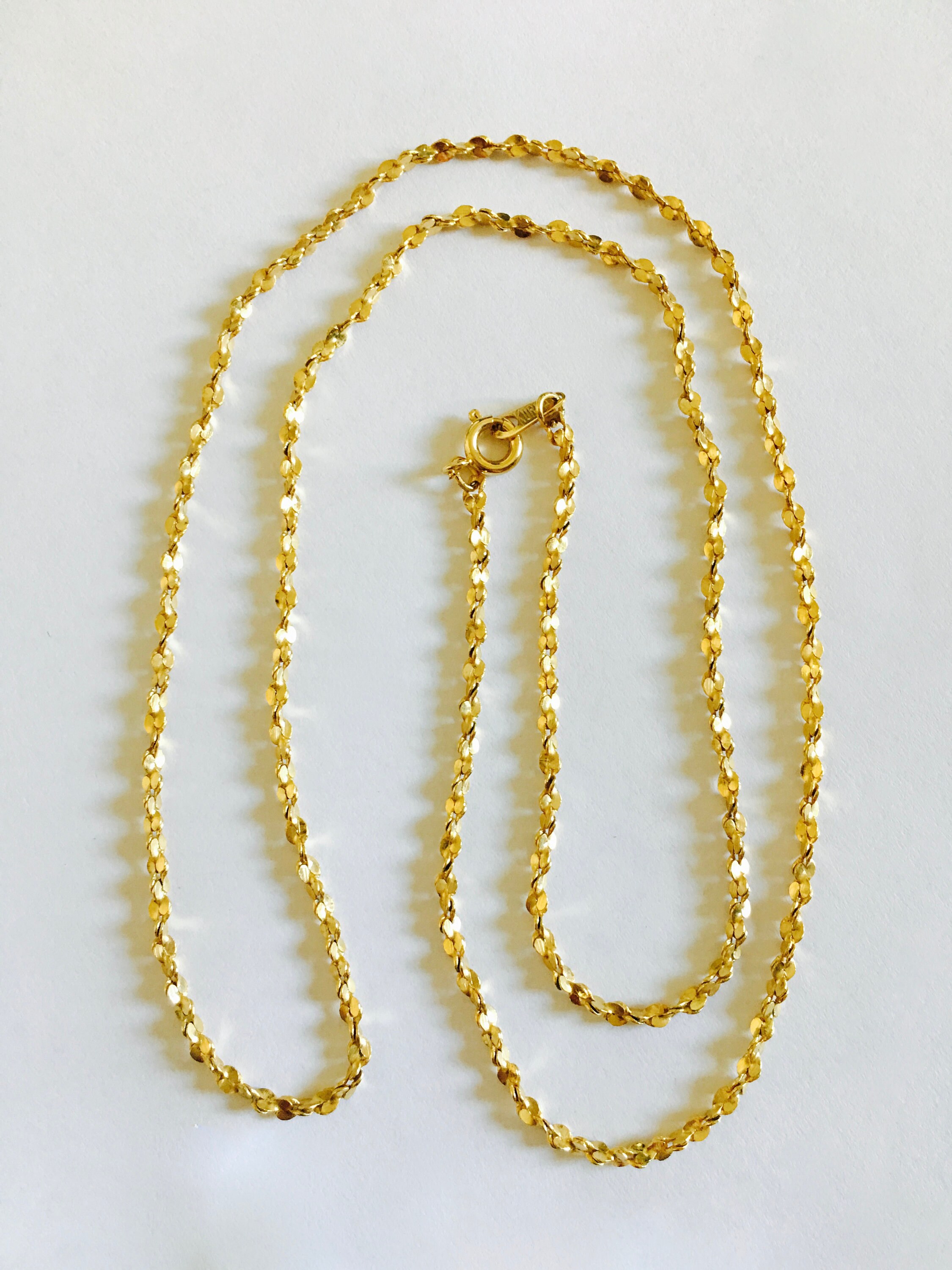 Vintage Sparkling 24" Twisted Gold Tone Chain, Stackable Chain, Casual ...