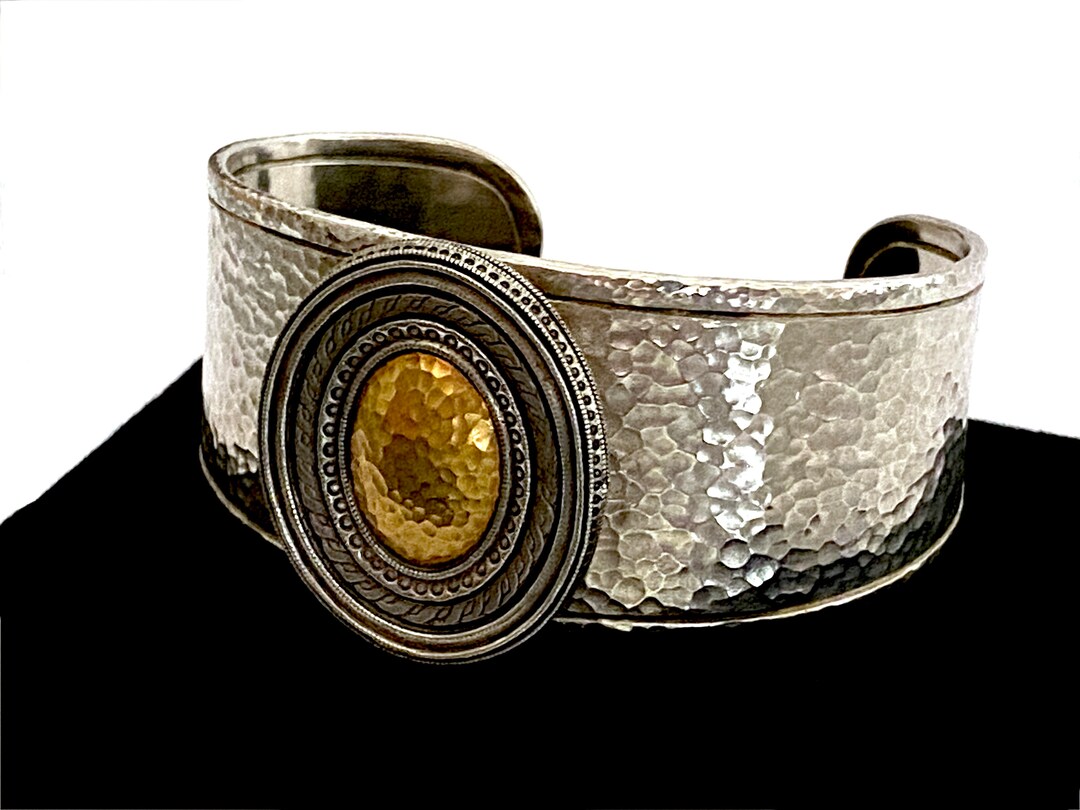 Beautiful Gurhan Cavalier Cuff of Solid Sterling and Center 24K Yellow ...