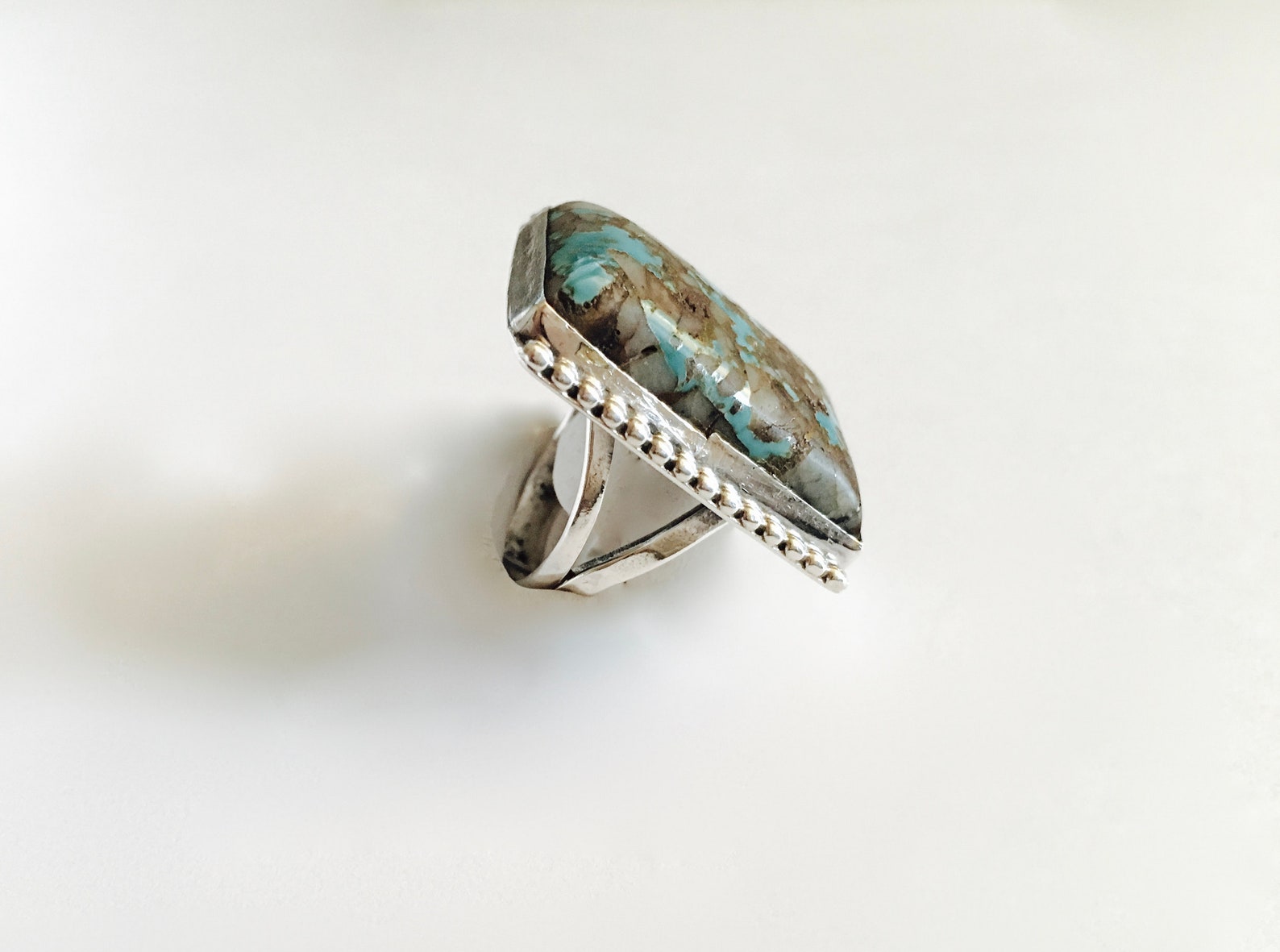 Sterling Silver Southwestern Ring With Side Silver Beading - Etsy