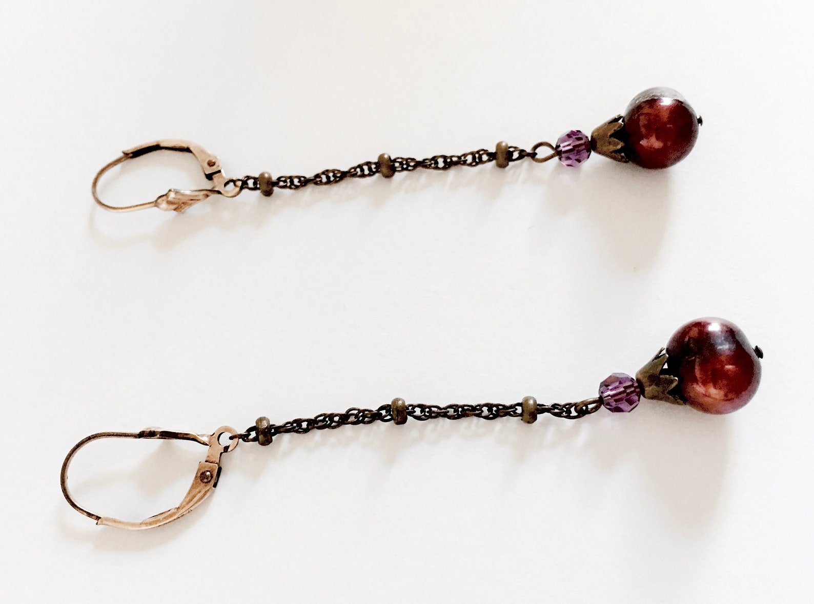 Cranberry Fresh Water Pearl Earrings With Gold Filled Lever - Etsy