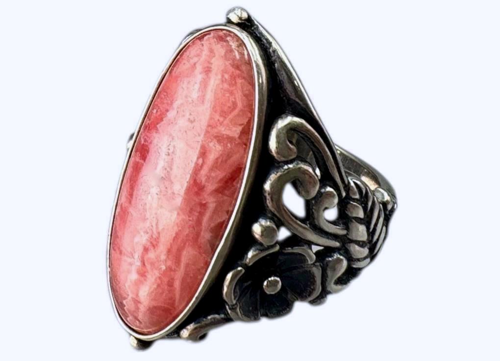 Carolyn Pollack Relios Ring W/beautiful Long Oval Rhodochrosite ...