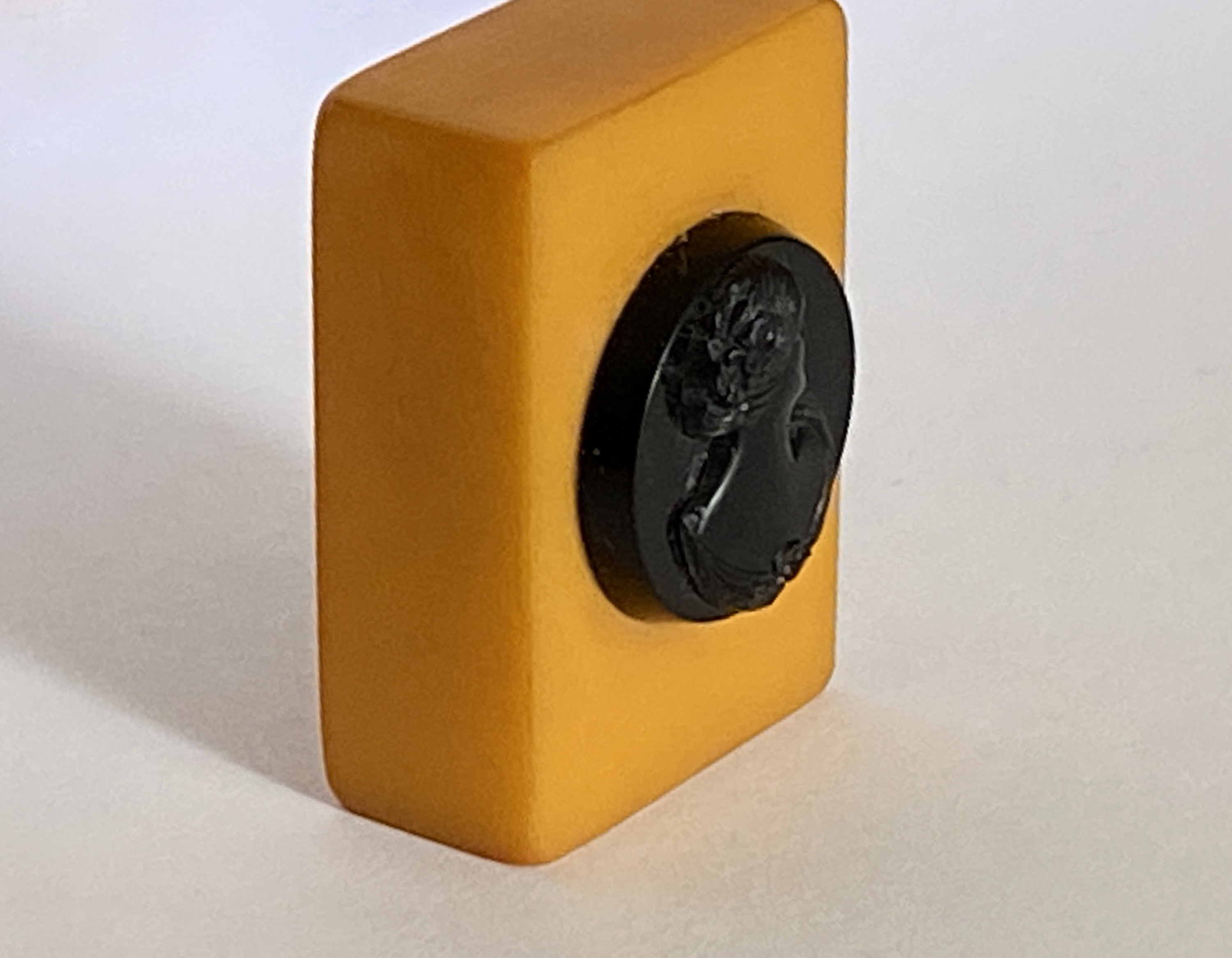 Vintage Butterscotch Bakelite Rectangular Brooch With Black - Etsy