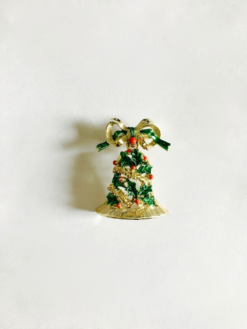 Vintage gerry's Signed Christmas Bell Brooch - Etsy