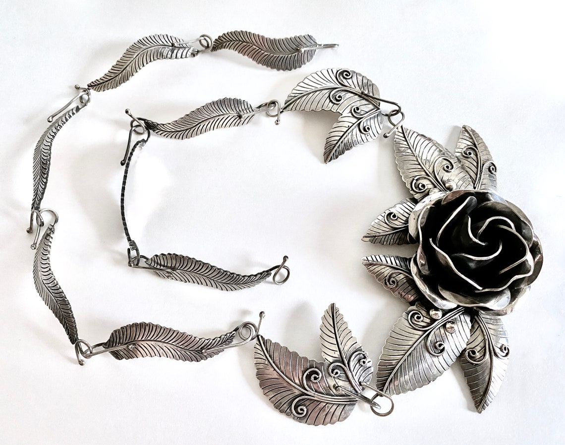 Unique Artisan Sterling Silver Necklace and Earrings Mexico - Etsy