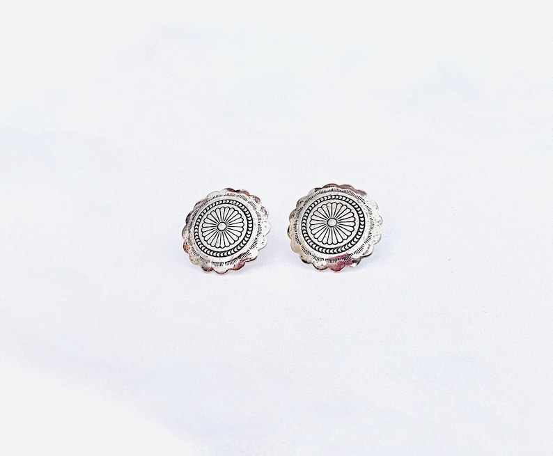 Elegant Polished Sterling Silver, Hand Stamped Round Earrings, Post ...