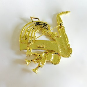 Vintage Large Music Themed, Gold Tone Brooch, Signed AJC Pin Brooch ...
