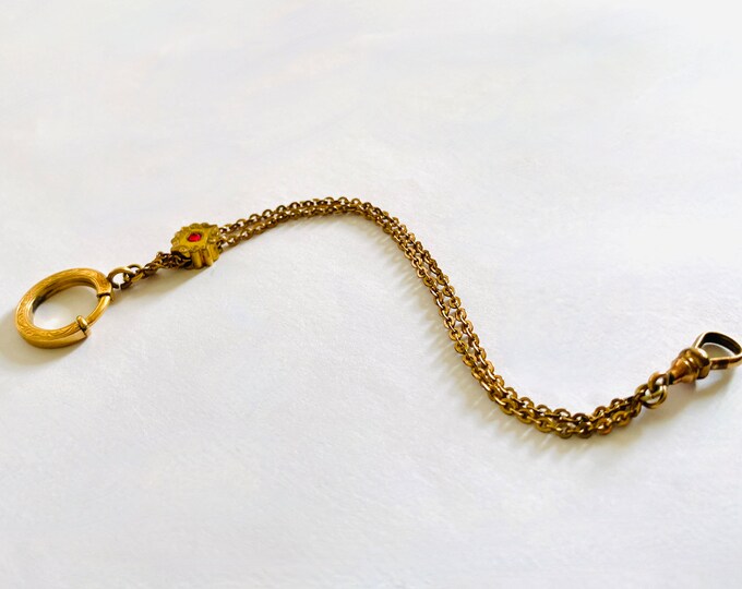 Gold Filled Victorian Slider Style Watch Chain With Large Detailed ...