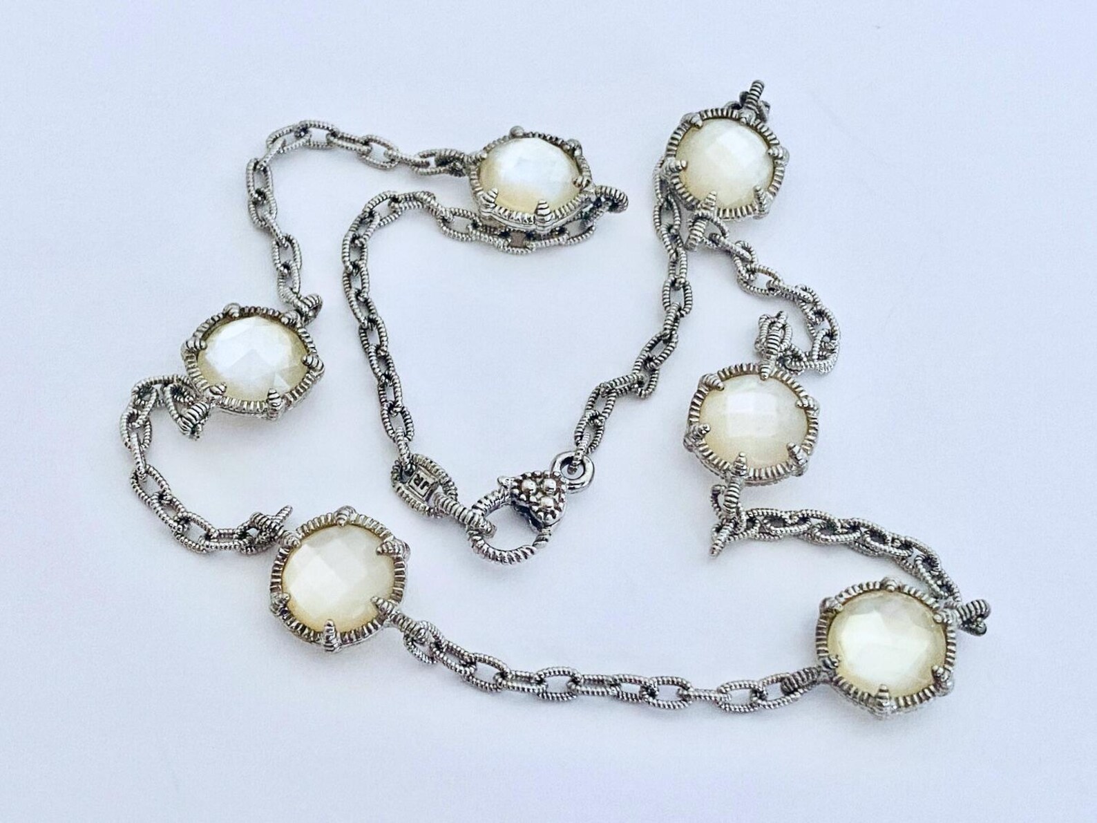Retired 17" Moonstone & Sterling Silver Judith Ripka Collar Necklace, 6 ...