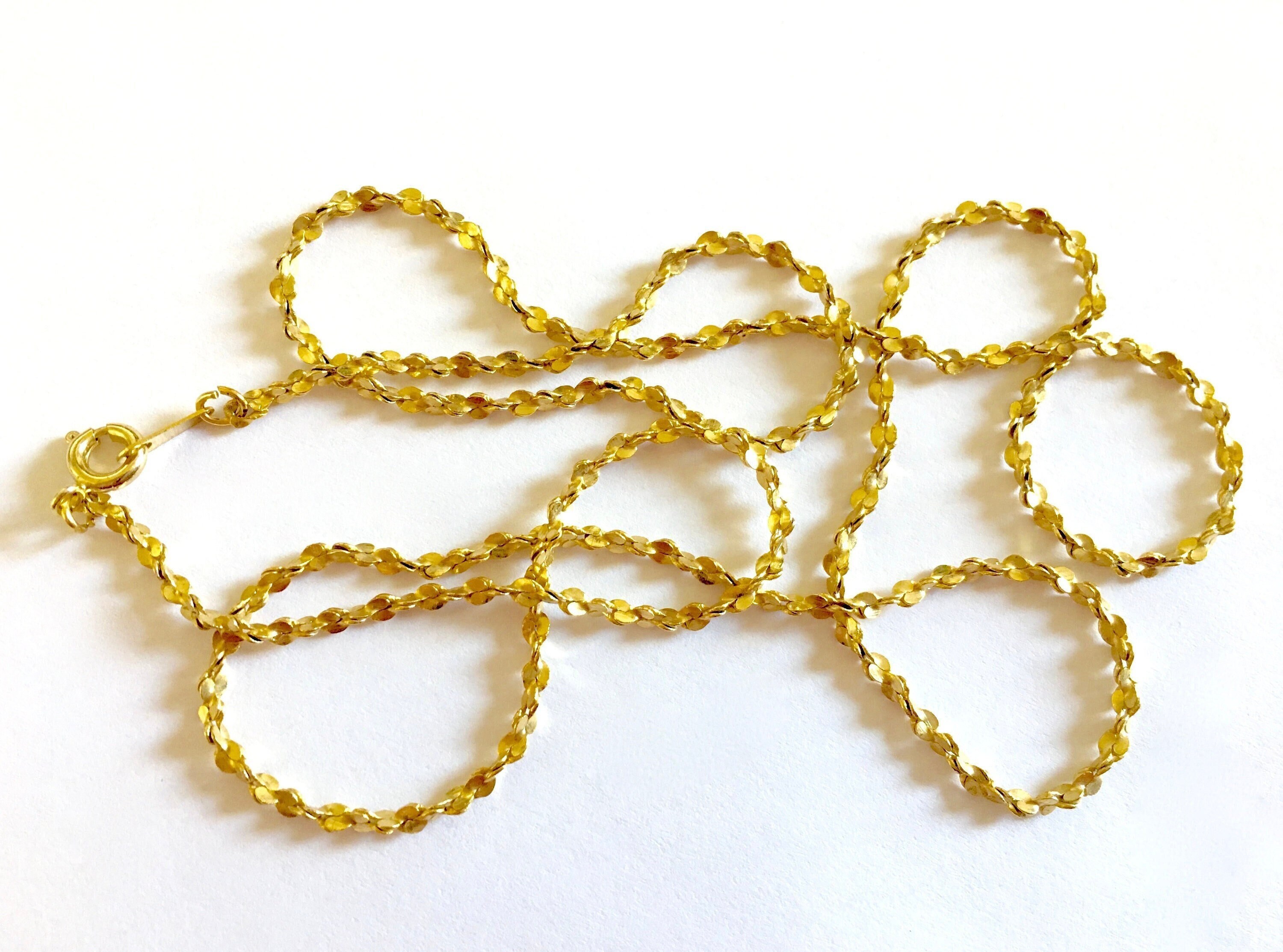 Vintage Sparkling 24" Twisted Gold Tone Chain, Stackable Chain, Casual ...
