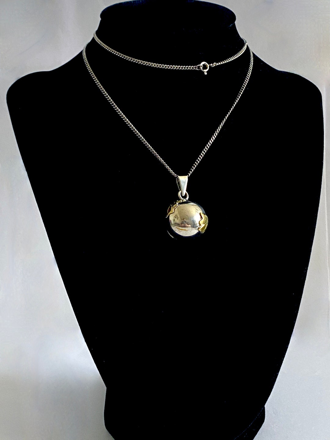 Adorable Vintage Mystic Bell Pendant Suspended on 22 Sterling Chain ...