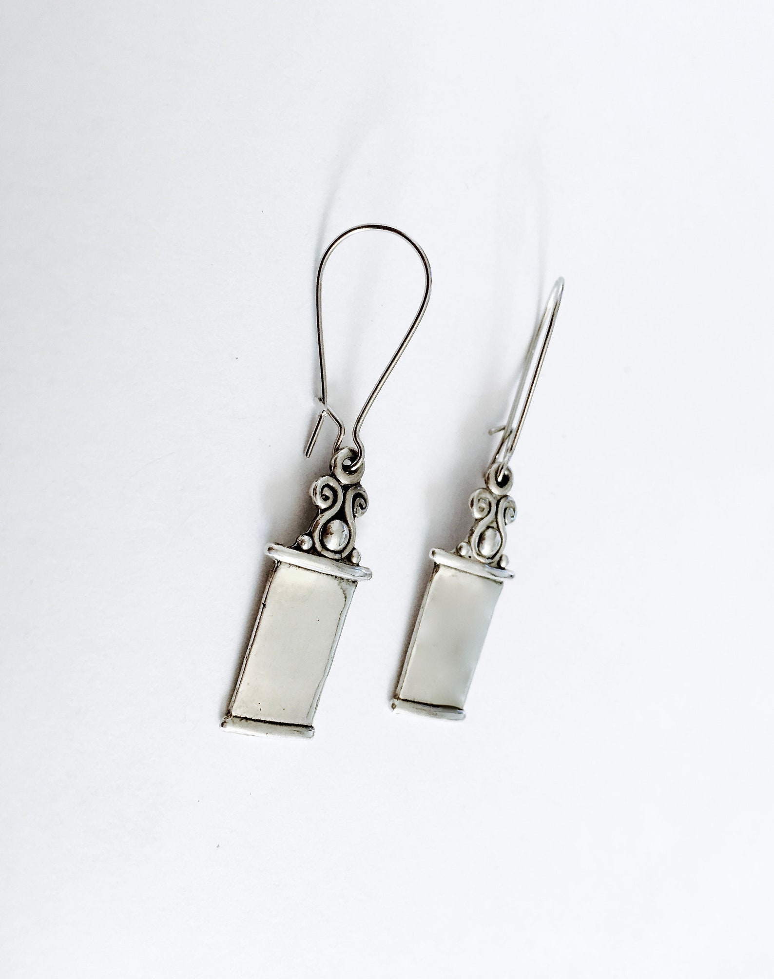 Sterling Silver Scroll Drop Earrings Classic Sterling Dangle | Etsy