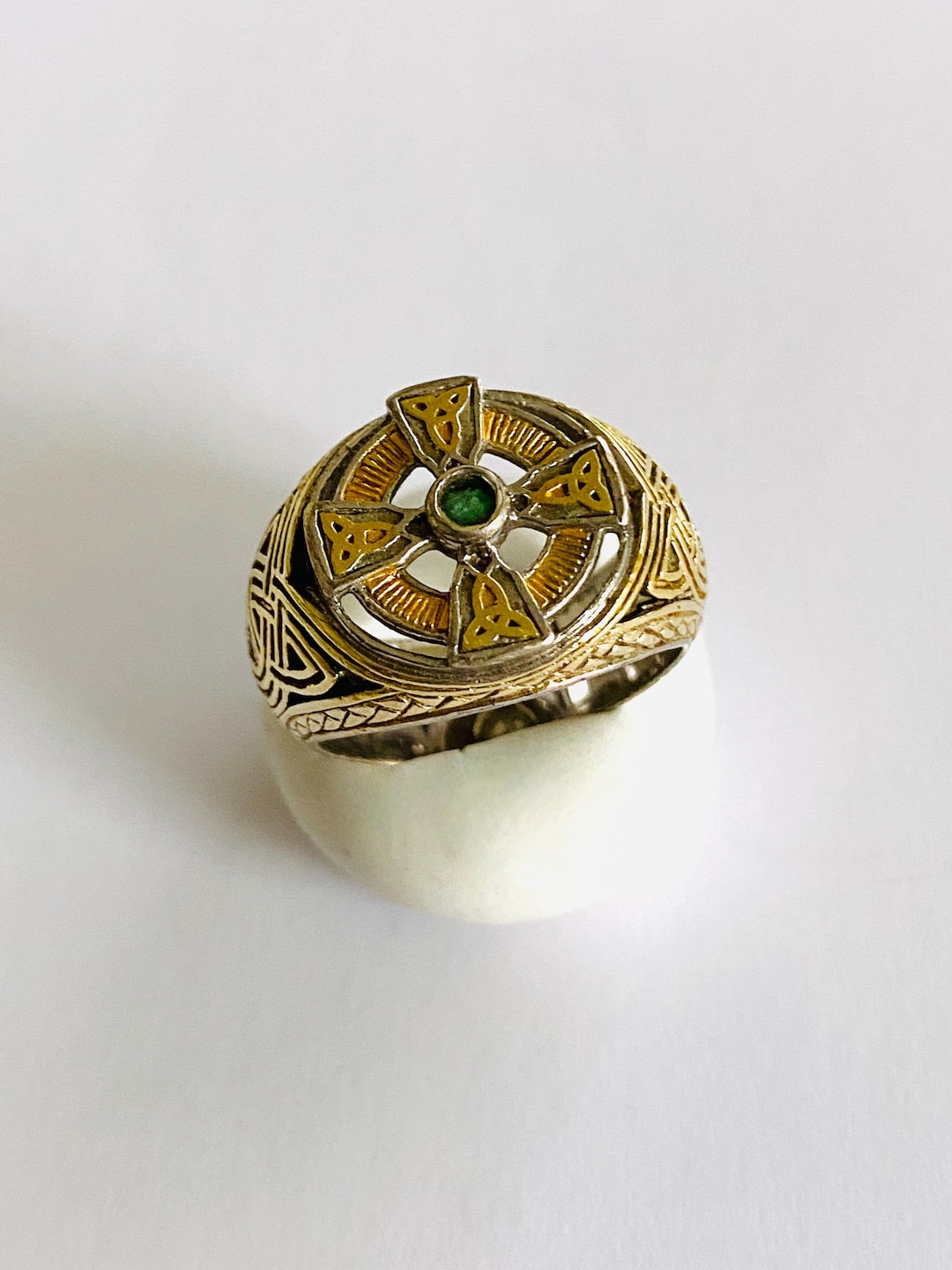 Vintage Franklin Mint Emerald Isle Irish Ring W/center Celtic Cross ...
