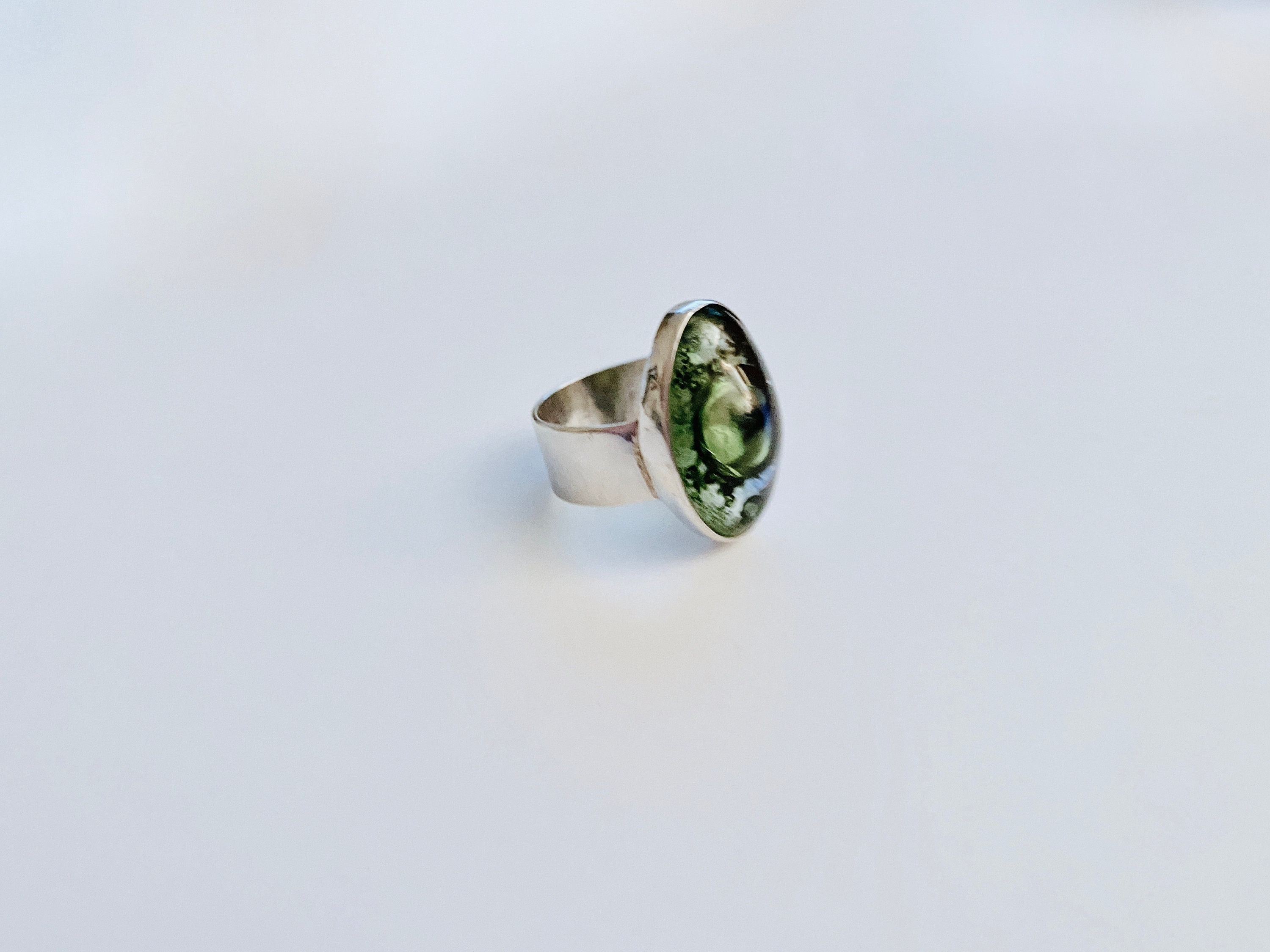 Beautiful Art Glass Modernist Ring With Center Bubble, Unique Boho ...