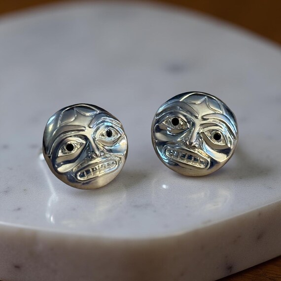 Unique David Neel Moon Face Figural Earrings, Sterlin… - Gem