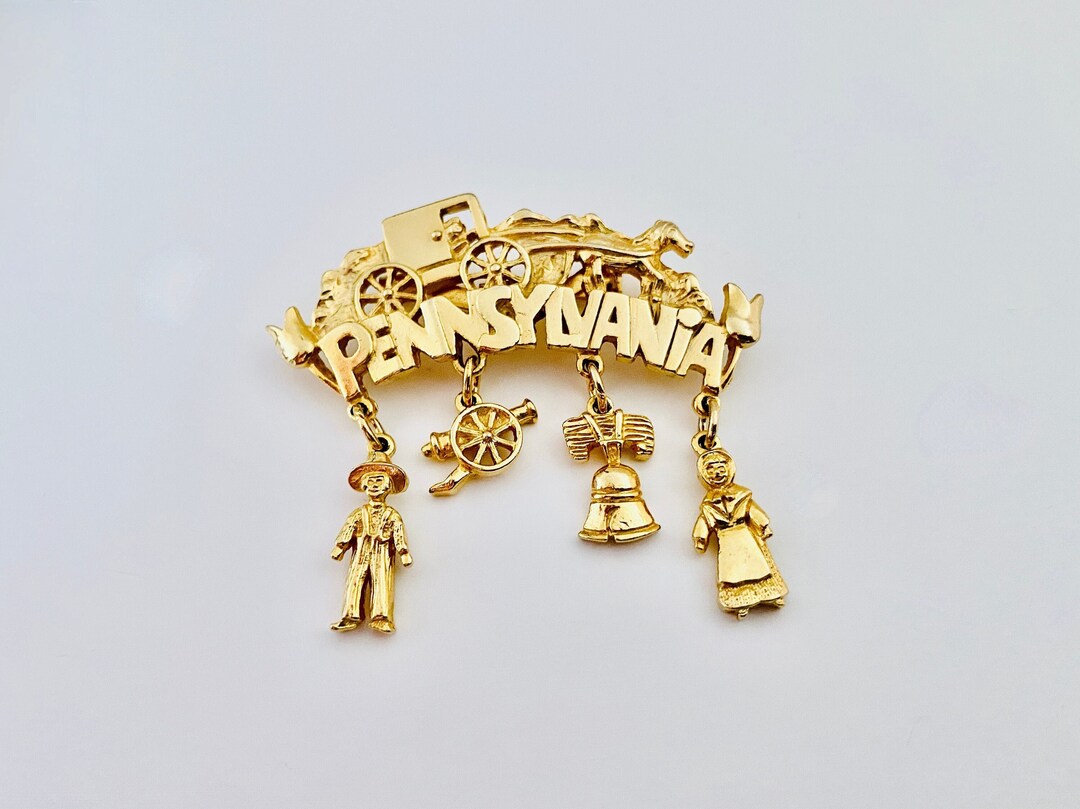 Vintage pennsylvania Polished Gold Tone Brooch by Torino, Whimsical ...